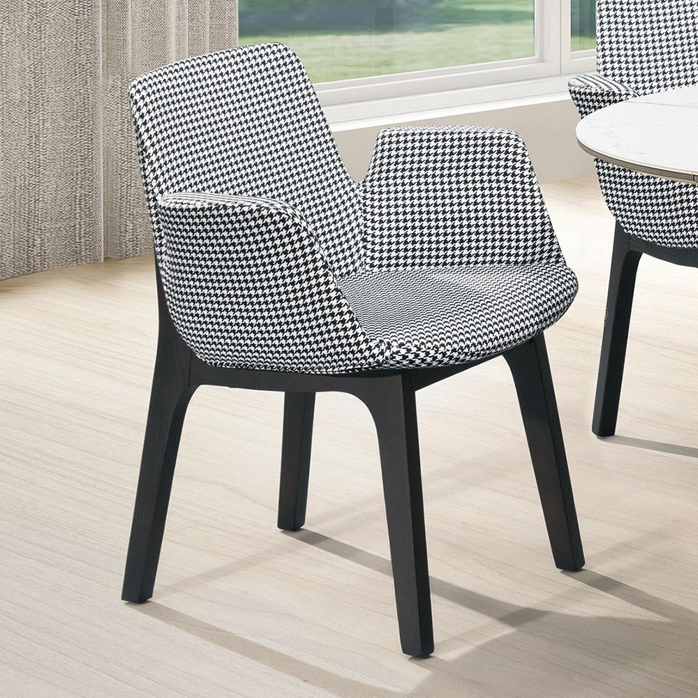 千鳥格布實木餐椅(THY2-05557)｜H&D東稻家居-台灣國民家具品牌｜沙發、床墊推薦品牌最佳選擇